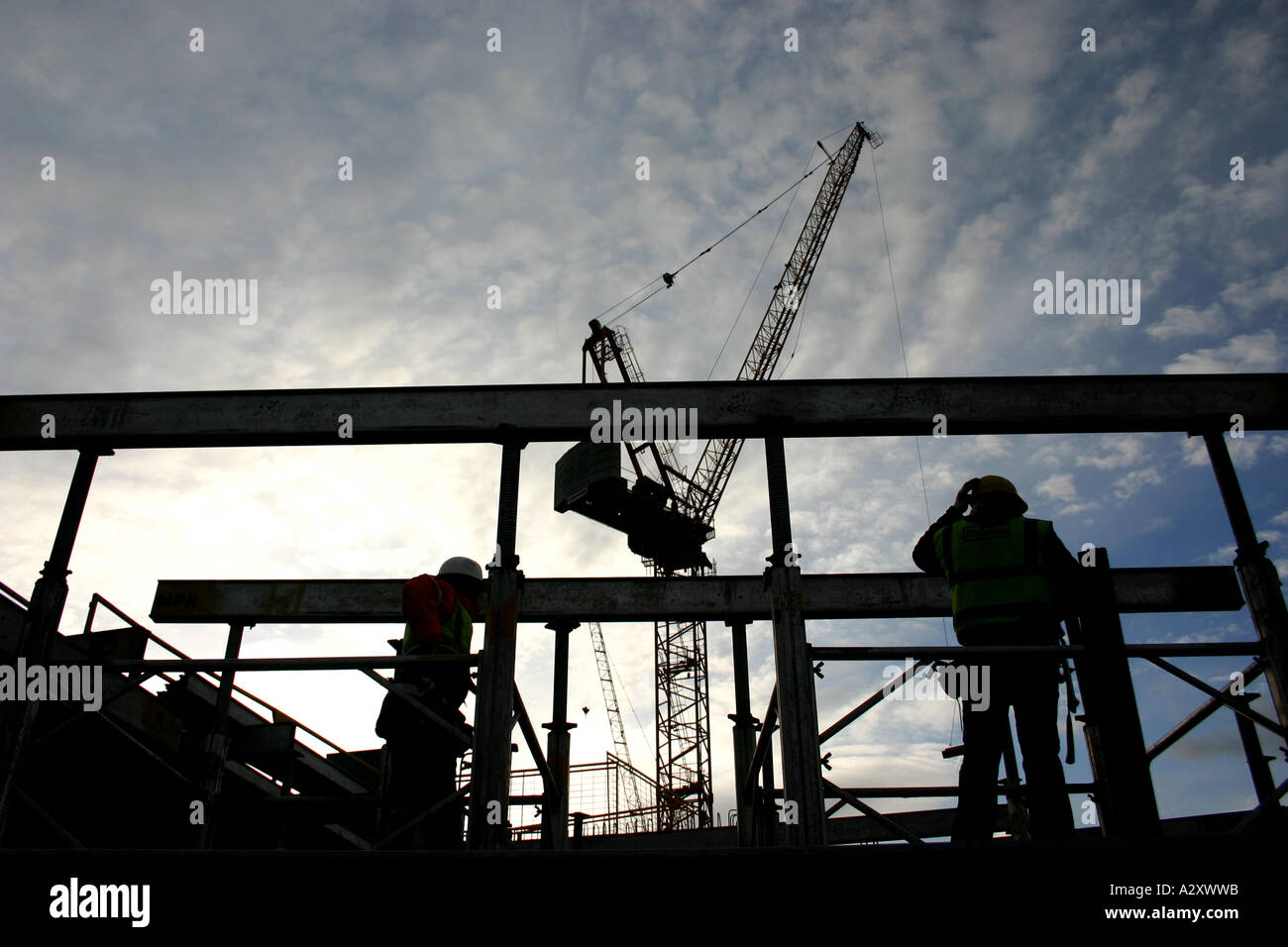 cranes on building site Stock Photo - Alamy
