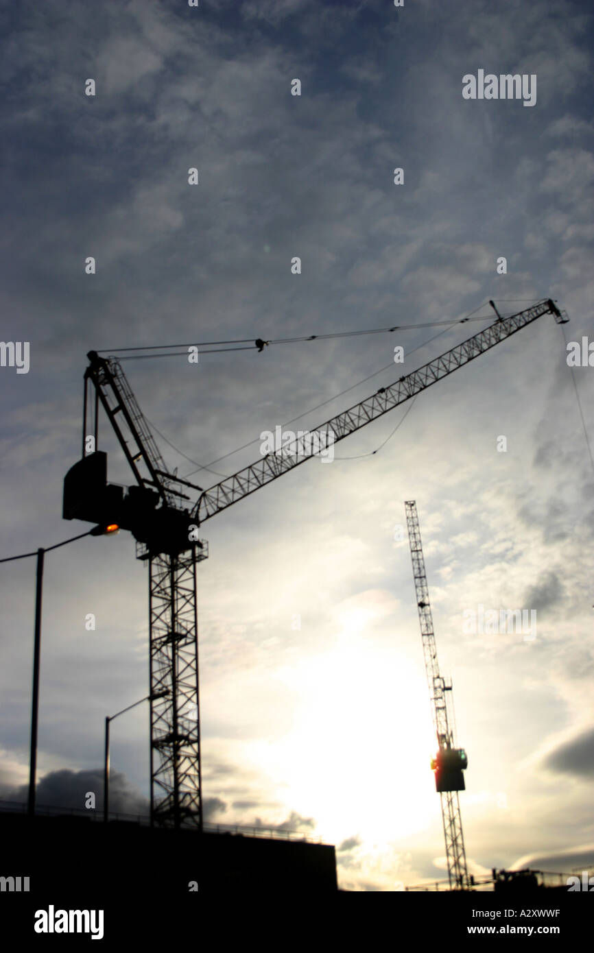 cranes on building site Stock Photo - Alamy