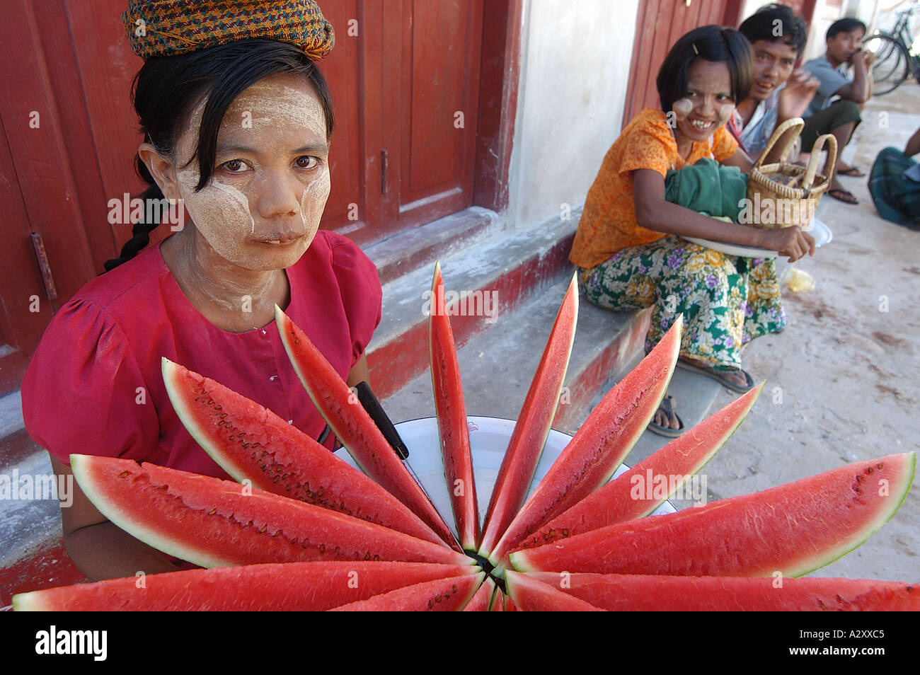 watermelon seller Bagan Burma Myanmar Stock Photo - Alamy
