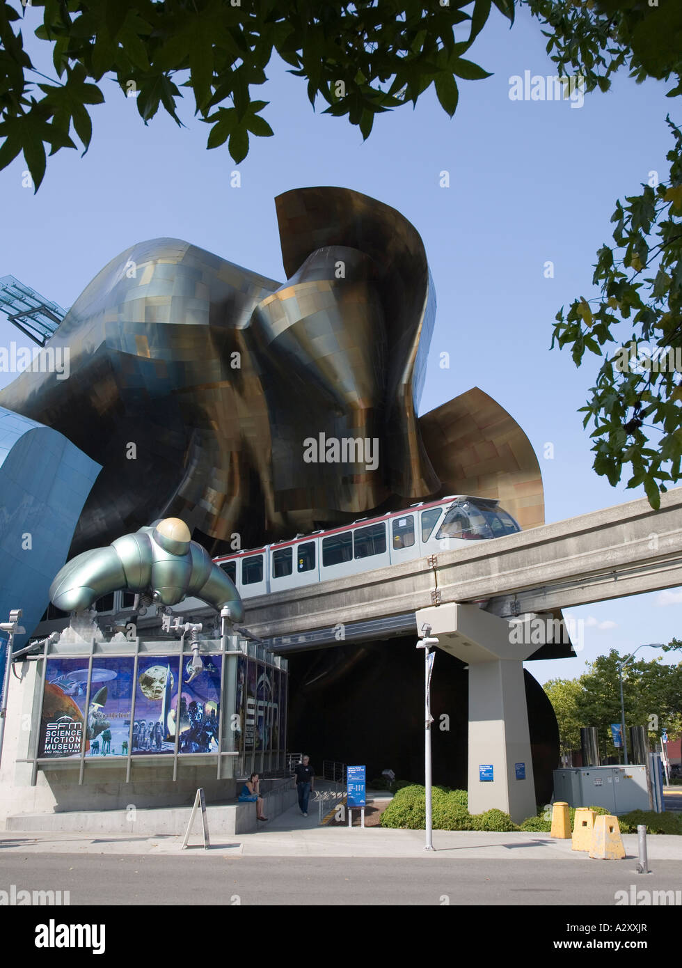 Entrance to the Science Fiction Museum Seattle Center with monorail ...