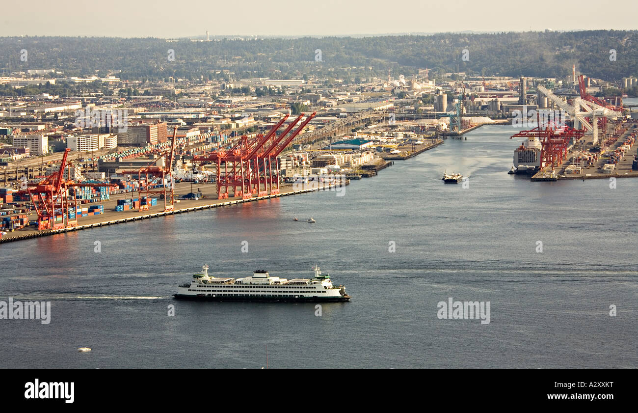 Ferry leaving port and docks Seattle USA Stock Photo - Alamy