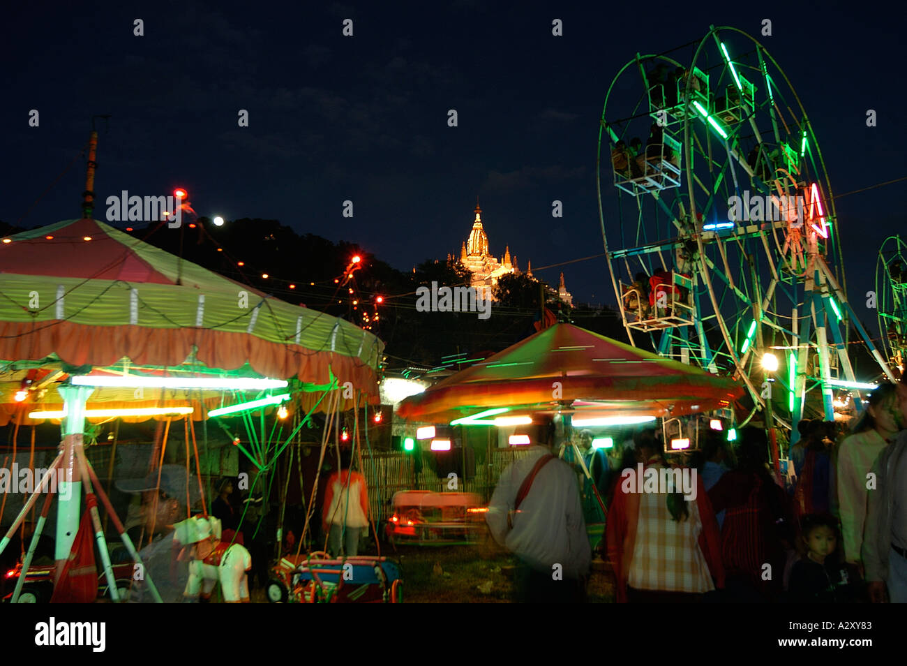 fun fair at Taunggi hot air balloon festival Taunggi Burma Myanmar ...
