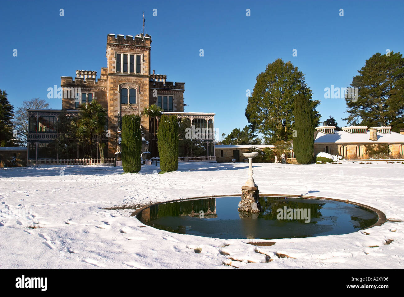 Larnach Castle and snow Otago Peninsula Dunedin South Island New ...