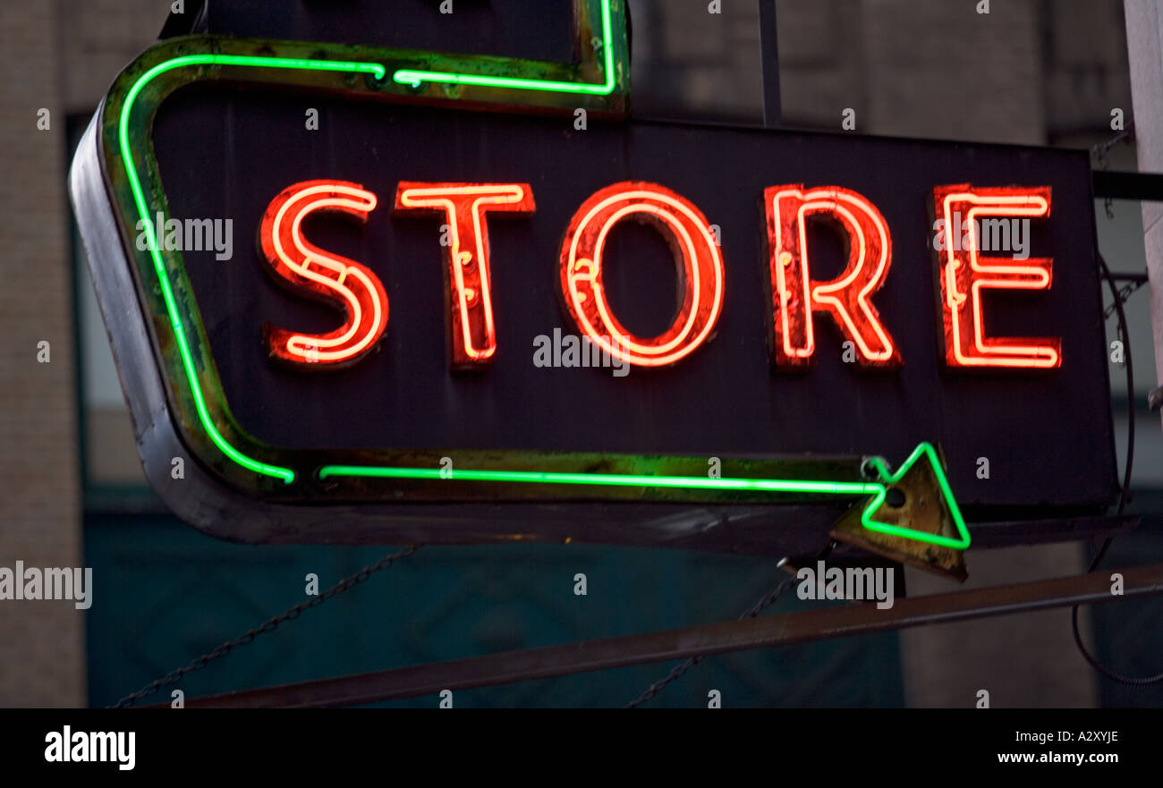 Downward arrow neon hi-res stock photography and images - Alamy