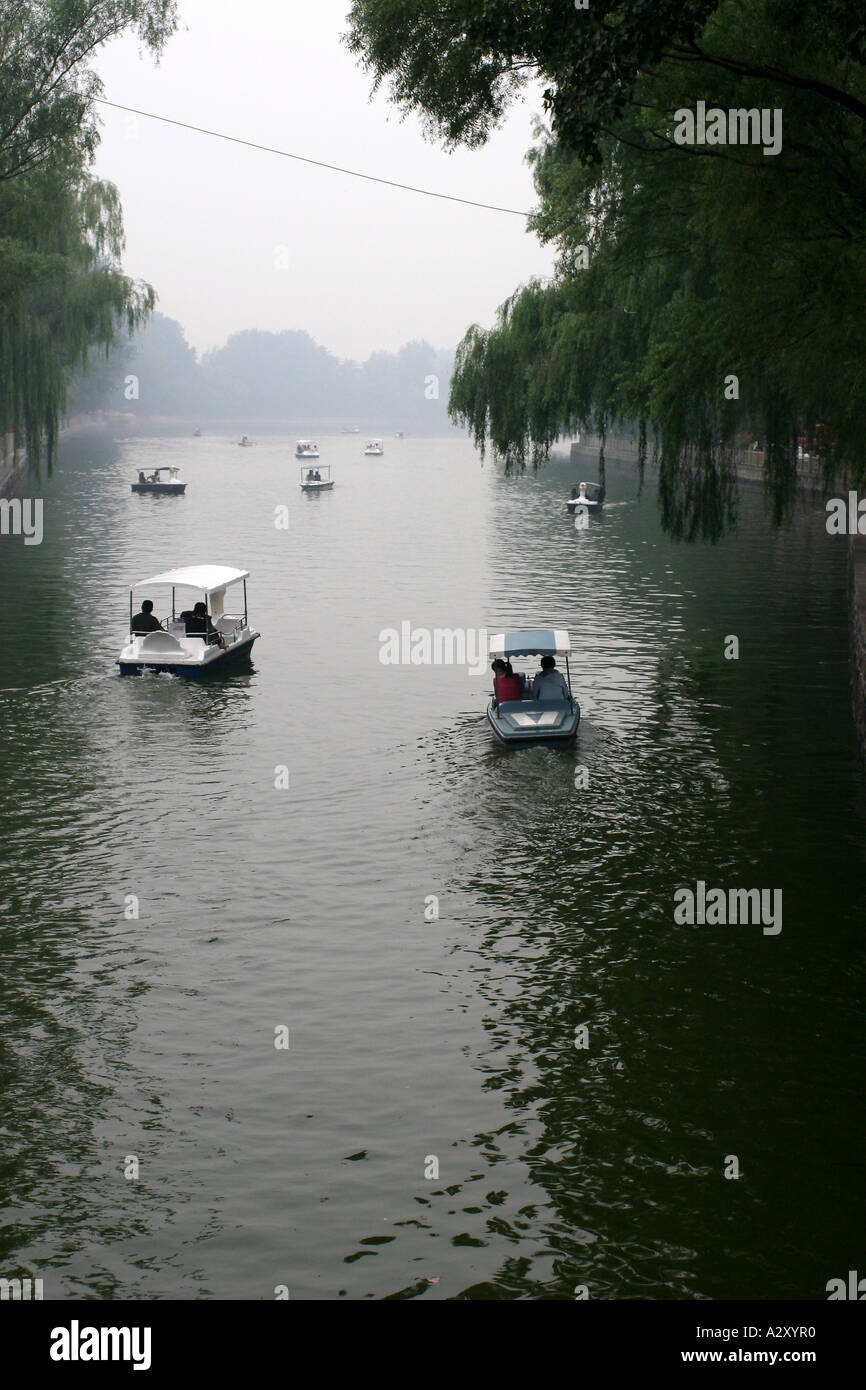 Boats on lake Beihai, Beijing, China Stock Photo - Alamy