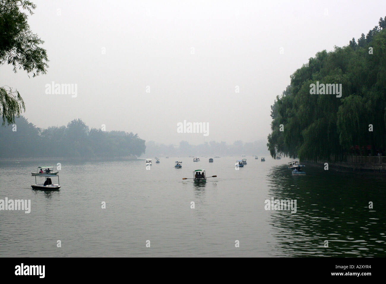 Boats on lake Beihai, Beijing, China Stock Photo - Alamy