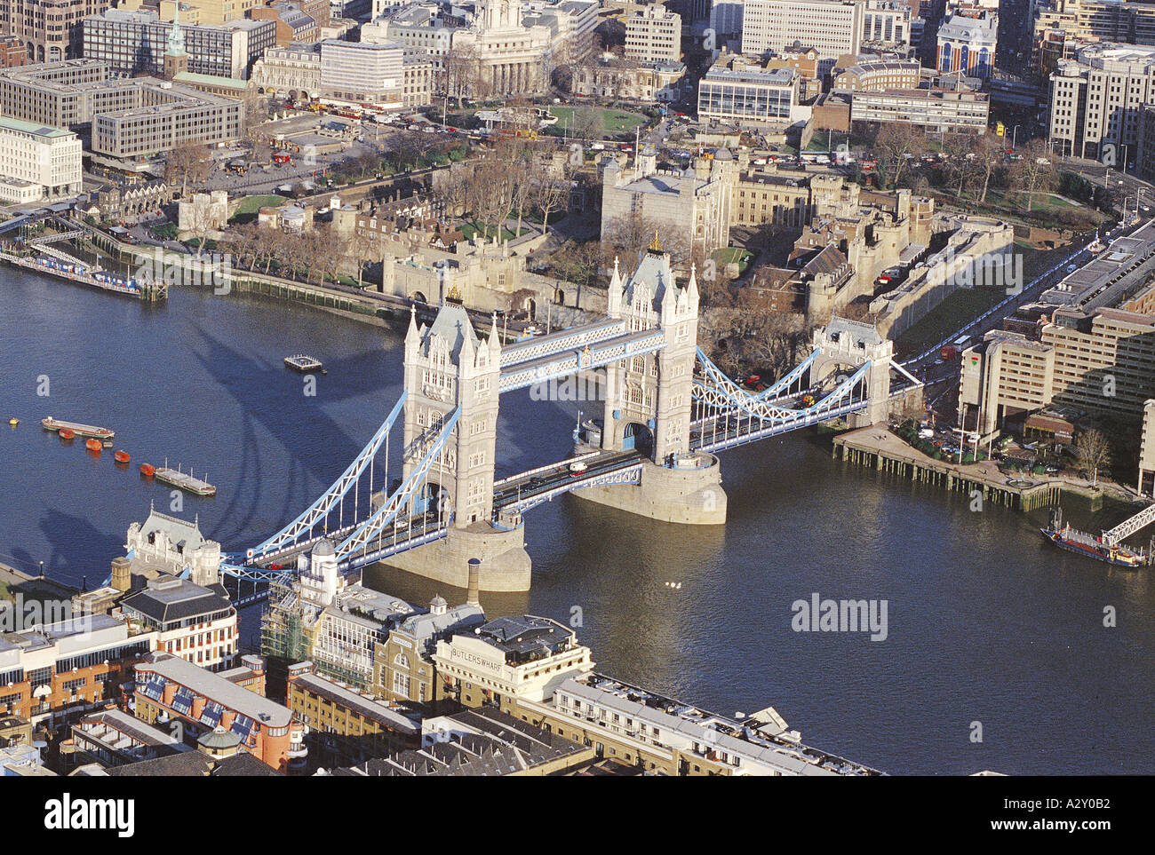 Aerial view of Tower Bridge and The Tower of London Stock Photo - Alamy
