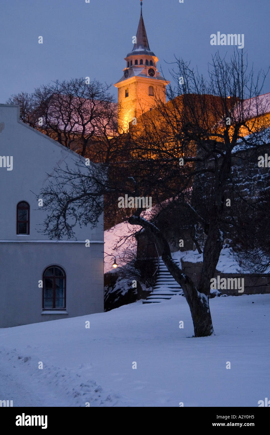 Floodlit Akershus Slott - fortress, Oslo, Norway Stock Photo - Alamy