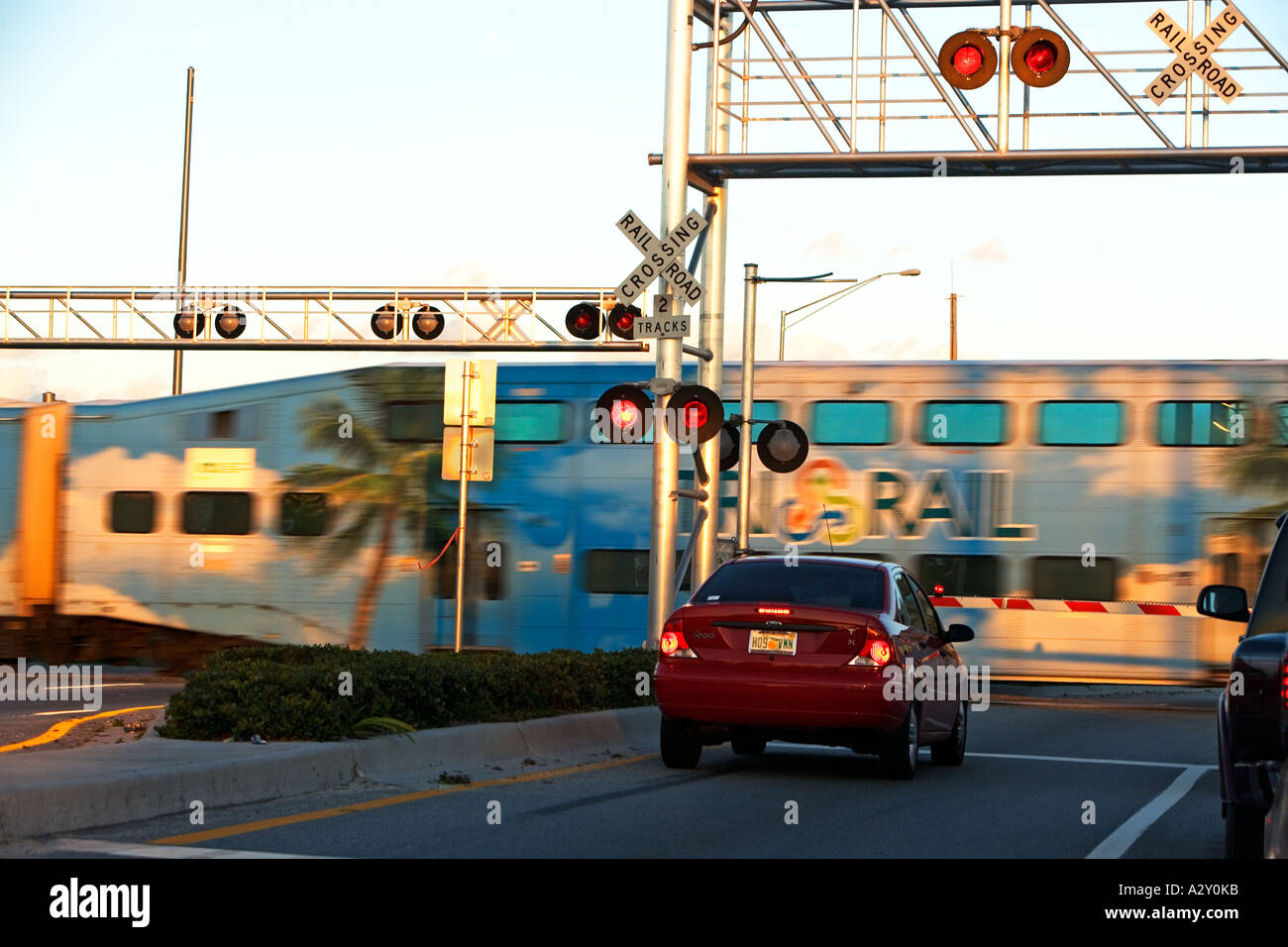 TRAFFIC AT TRAIN STOP Stock Photo - Alamy