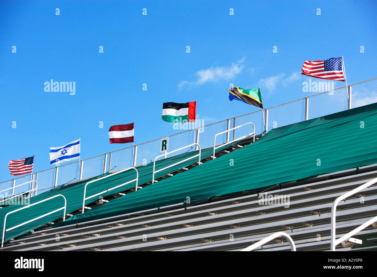 FLAGS AT TENNIS STADIUM Stock Photo - Alamy