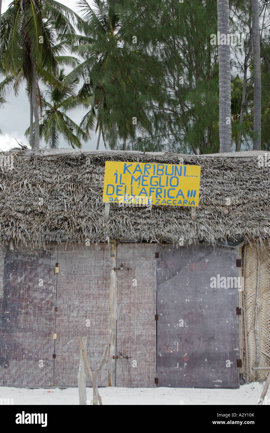 Beachside 'computer store' on the beach in Zanzibar Stock Photo - Alamy
