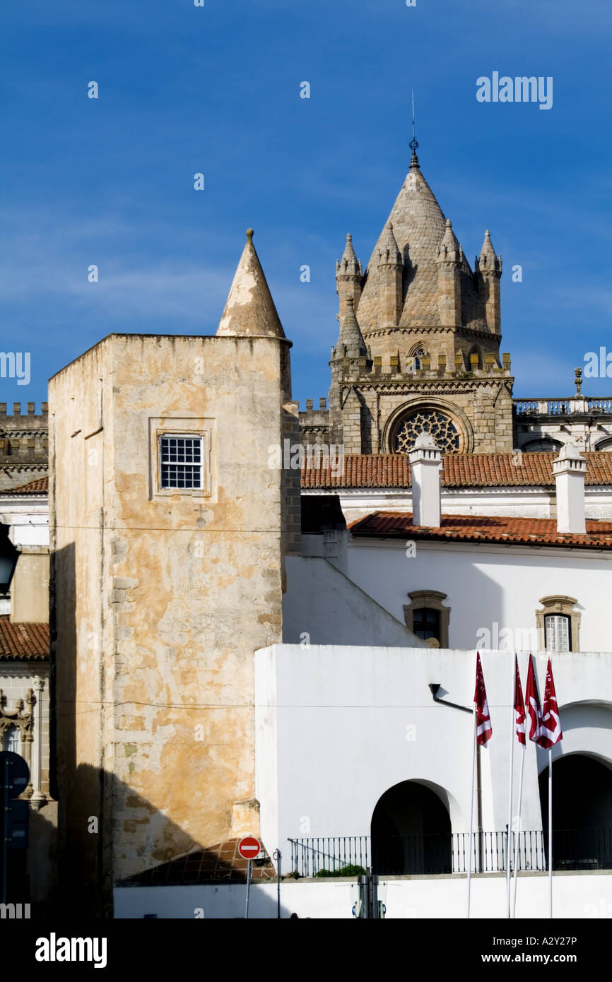 Évora Cathedral, the largest cathedral in Portugal. Romanesque / Gothic ...
