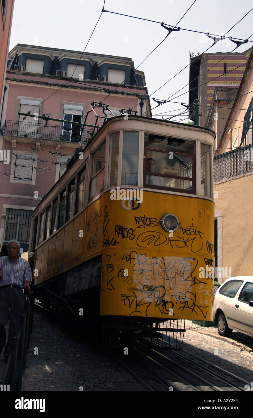 Portugal Lisbon Elevador da Gloria Funicular Railway Lisboa Stock Photo ...