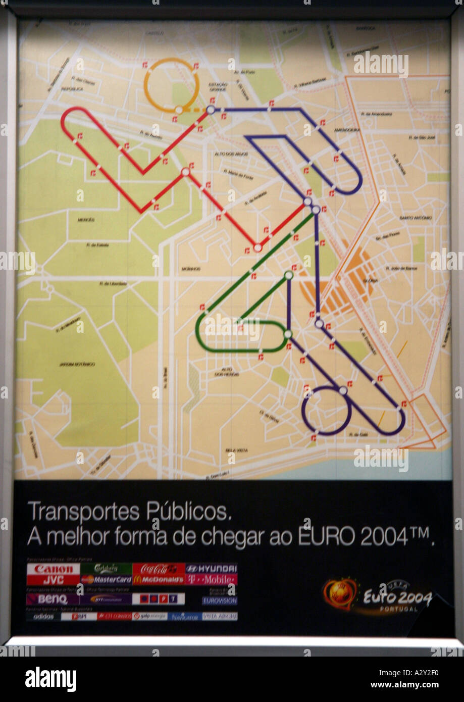 Portugal Lisbon Modified Metro Map for Euro Cup Footbal Championship ...