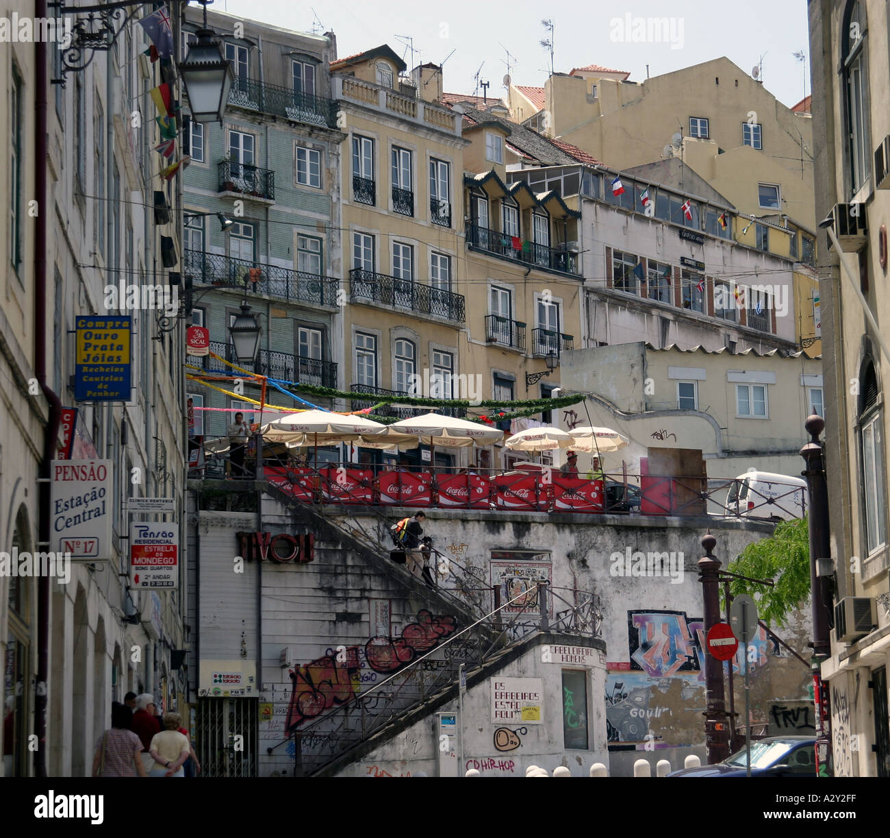 Portugal Lisbon Bairro Alto Upper District Stairway Stock Photo - Alamy