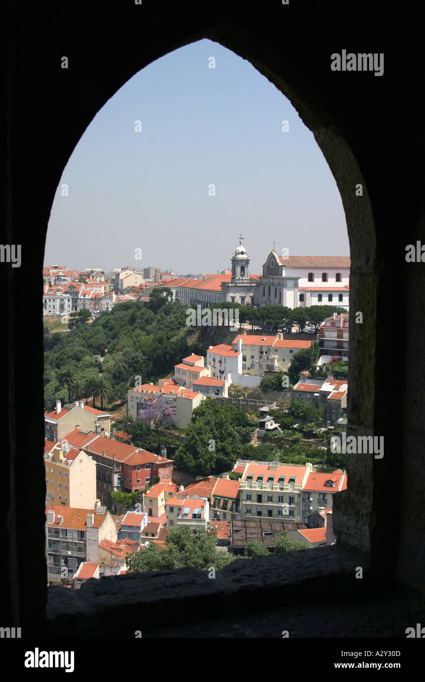 Portugal Lisbon Castelo de Sao Jorge View From Castle Scene Stock Photo ...