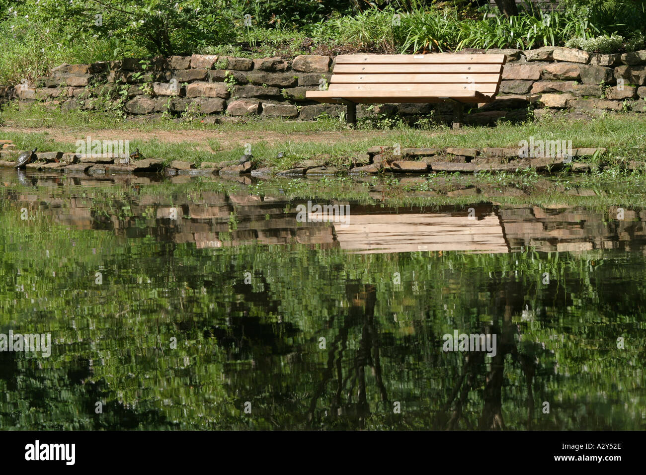 Bench by Water Stock Photo - Alamy