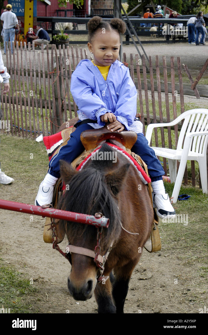 Child riding on a pony for fun and pleasure Stock Photo - Alamy