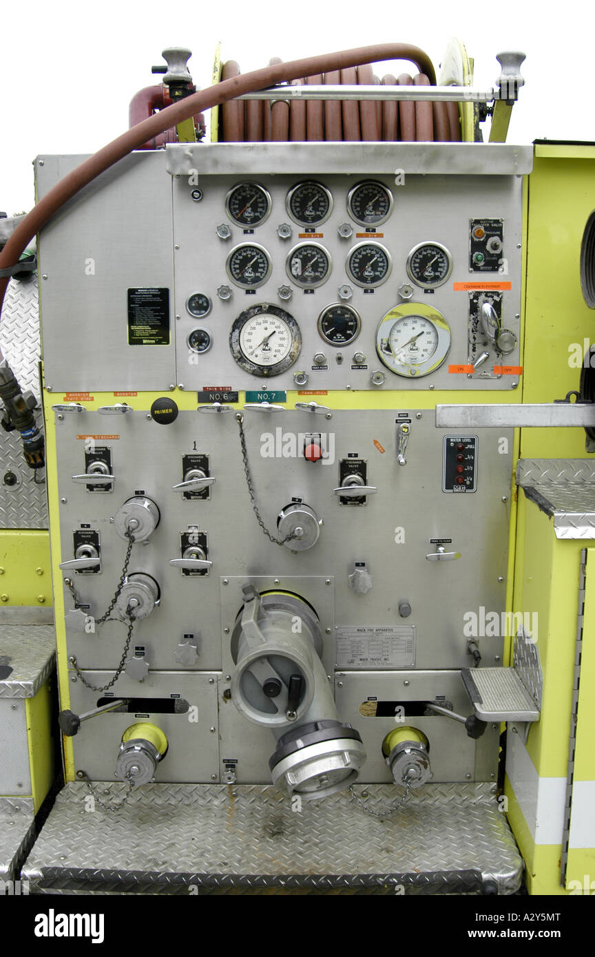 Unique parts and areas of a fire truck Stock Photo - Alamy