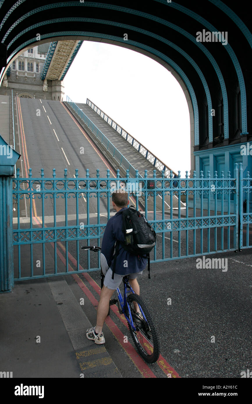 tower bridge in london open opening man waiting drawbridge bascule ...