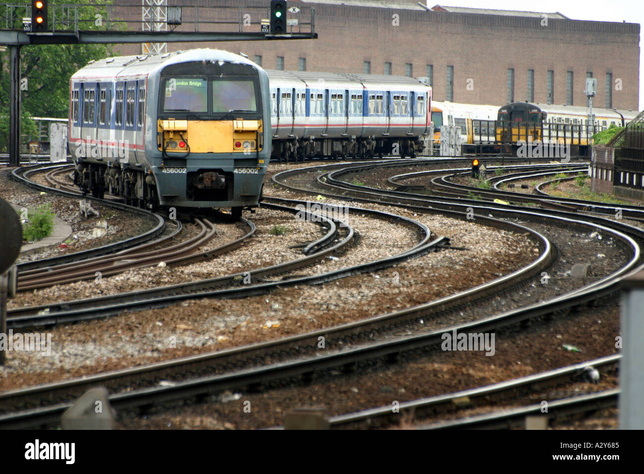 Trains carriages on tracks in London england britain united kingdom ...