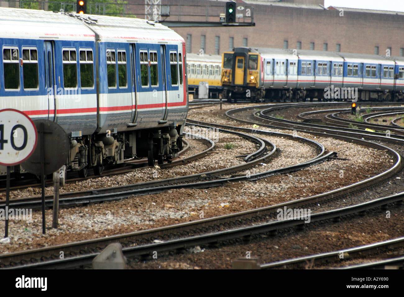 Trains carriages on tracks in London england britain united kingdom ...