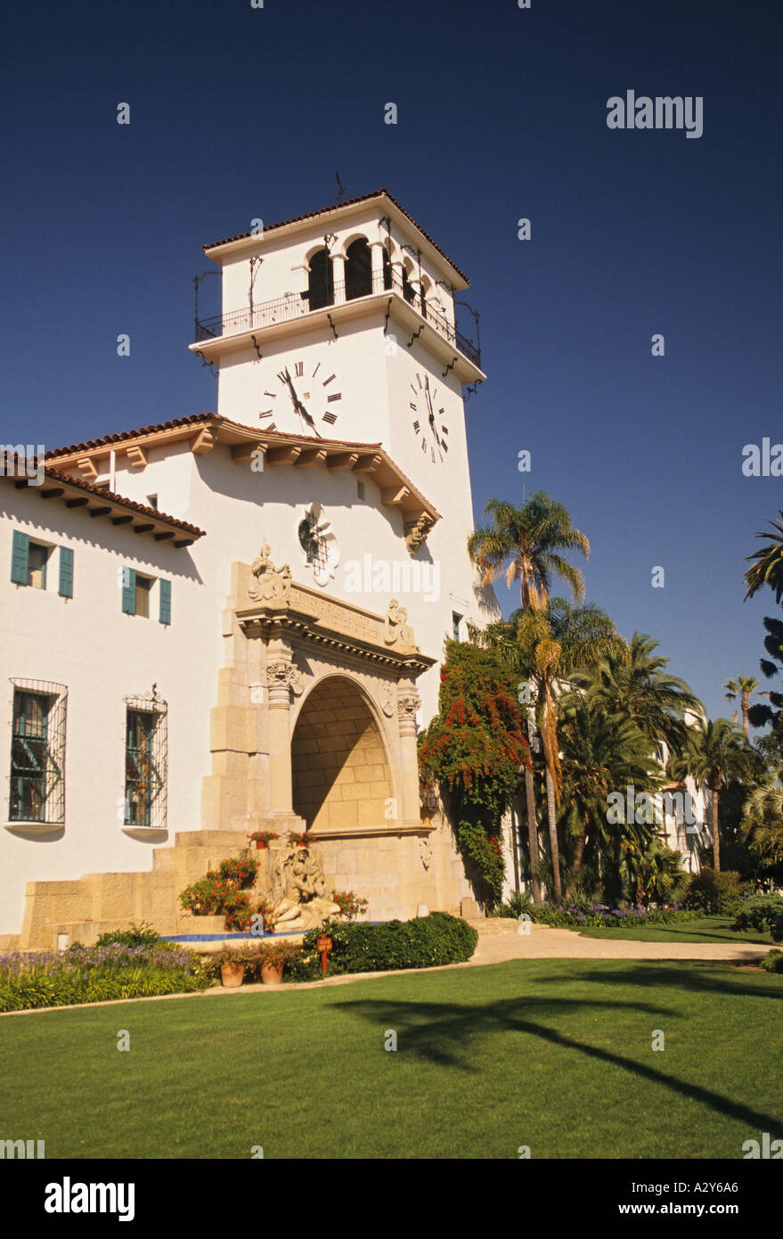 California Santa Barbara County Courthouse view of clocktower Stock ...