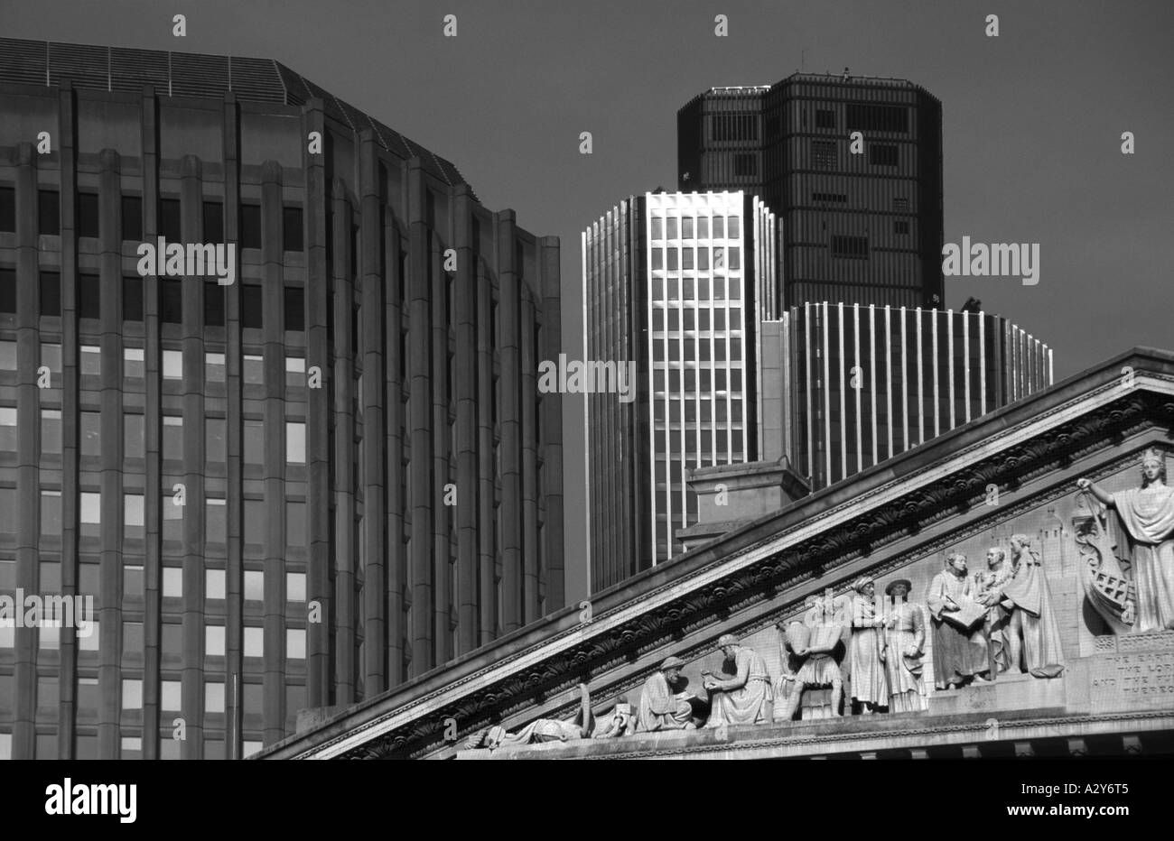 Architectural contrasts- City of London 3 monochrome Stock Photo - Alamy