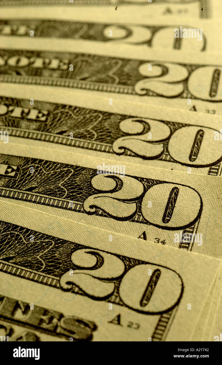 An array of 20 twenty dollar bills Stock Photo - Alamy