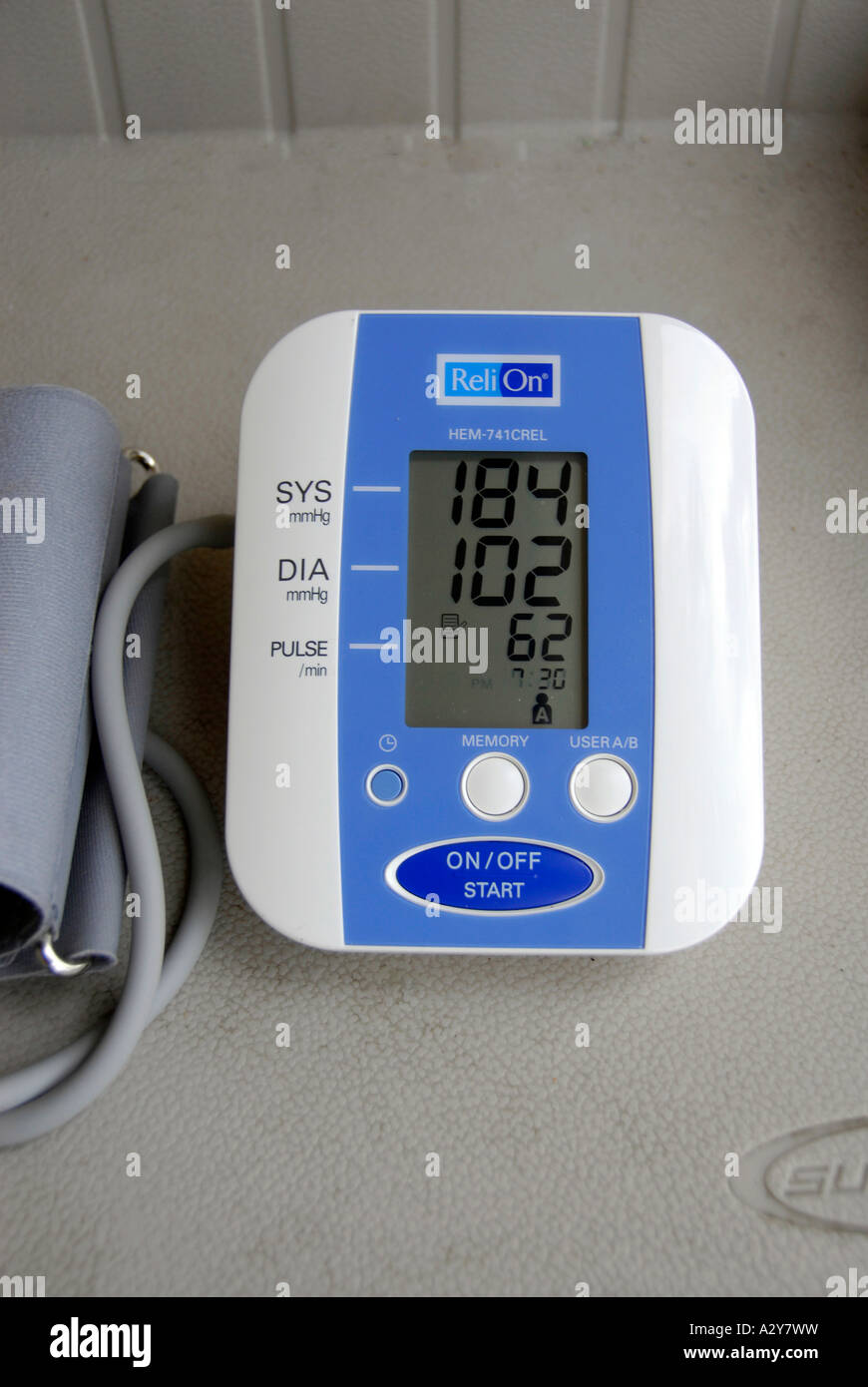 Home blood pressure monitor gauge testing kit Stock Photo - Alamy
