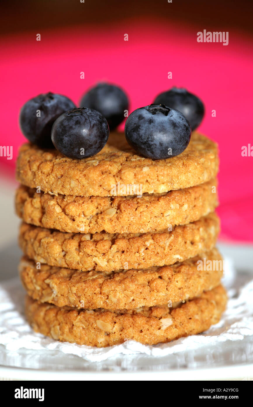 Blueberry biscuit tower Stock Photo - Alamy