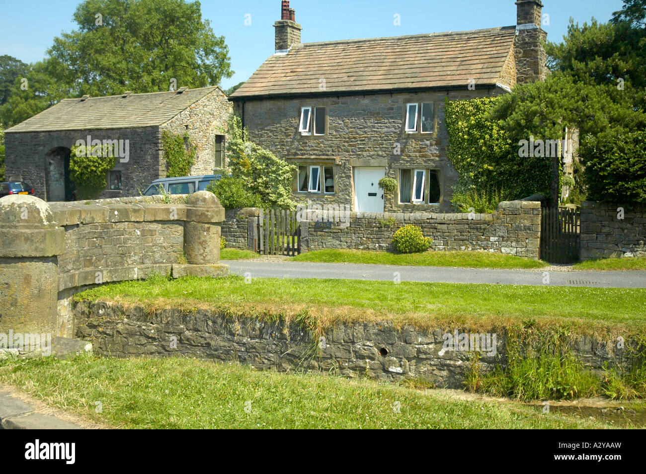 The Lancashire village of Downham village in the Ribble Valley, UK ...