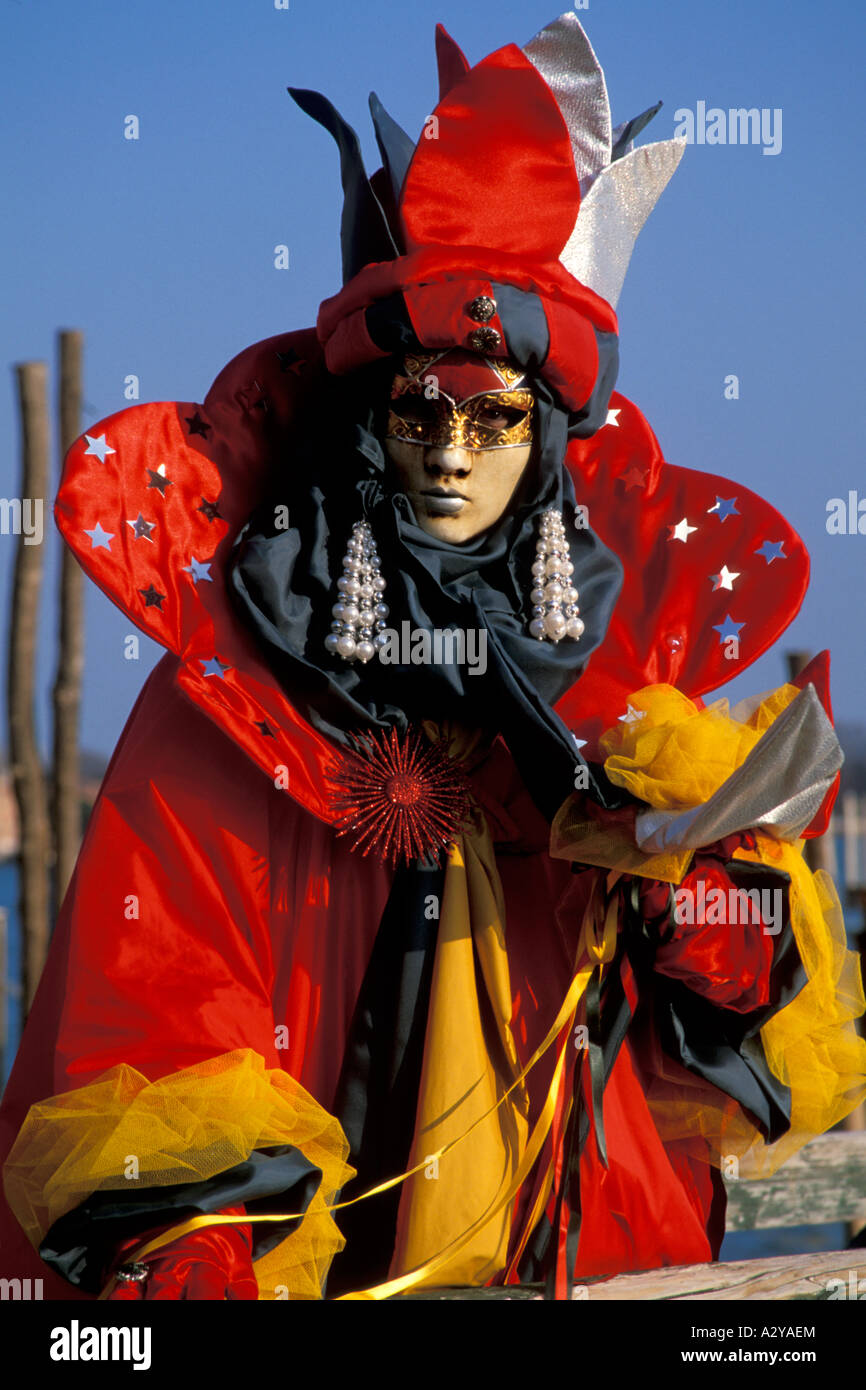 Multi-colored Carnevale Costume in Venice, Italy Stock Photo - Alamy