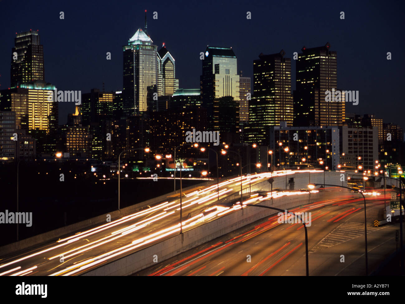 Philadelphia Skyline over the Schuylkill Expressway Stock Photo - Alamy