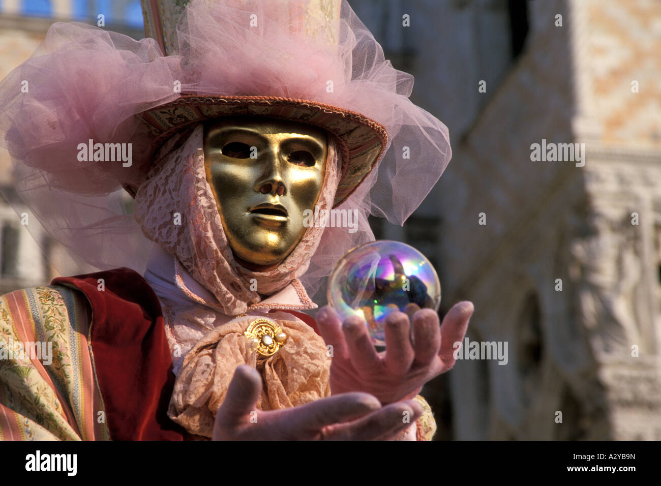 Fancifully Costumed Performer at San Marco during Carnevale, Venice ...