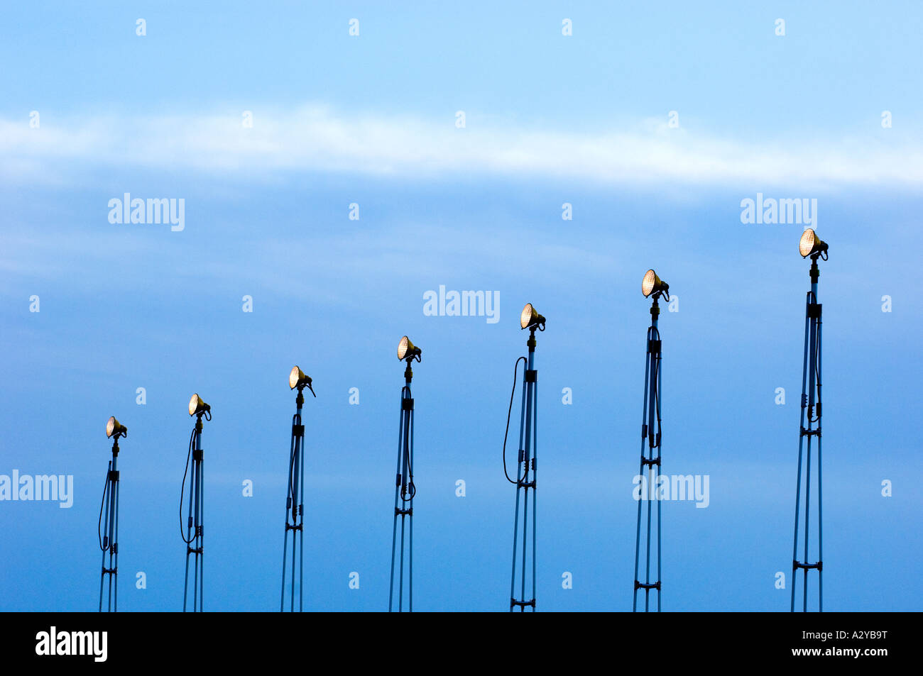 Lit Airport Guide lights Stock Photo - Alamy