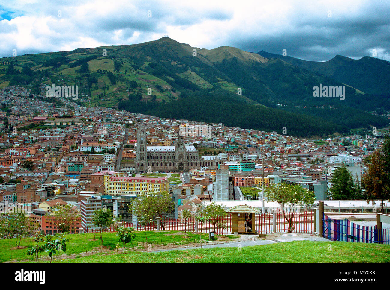 Quito cityscape, including church, Ecuador Stock Photo - Alamy