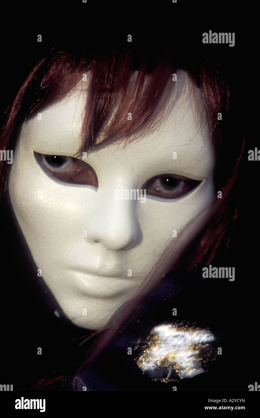 Eerie Mask for a Night Reveler at Carnevale, Venice, Italy Stock Photo ...