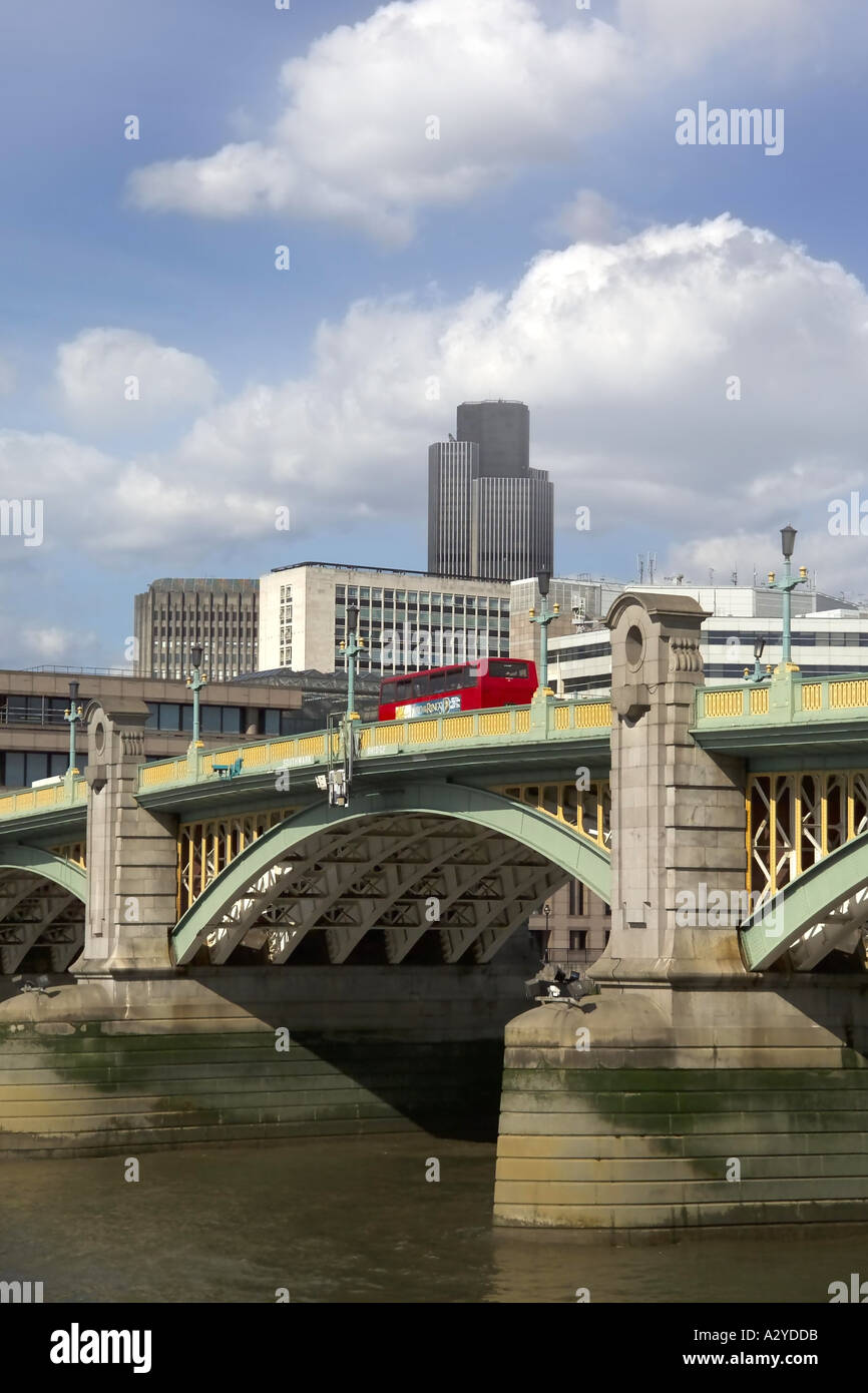 london river thames view from thameside path footpath southwark bridge ...