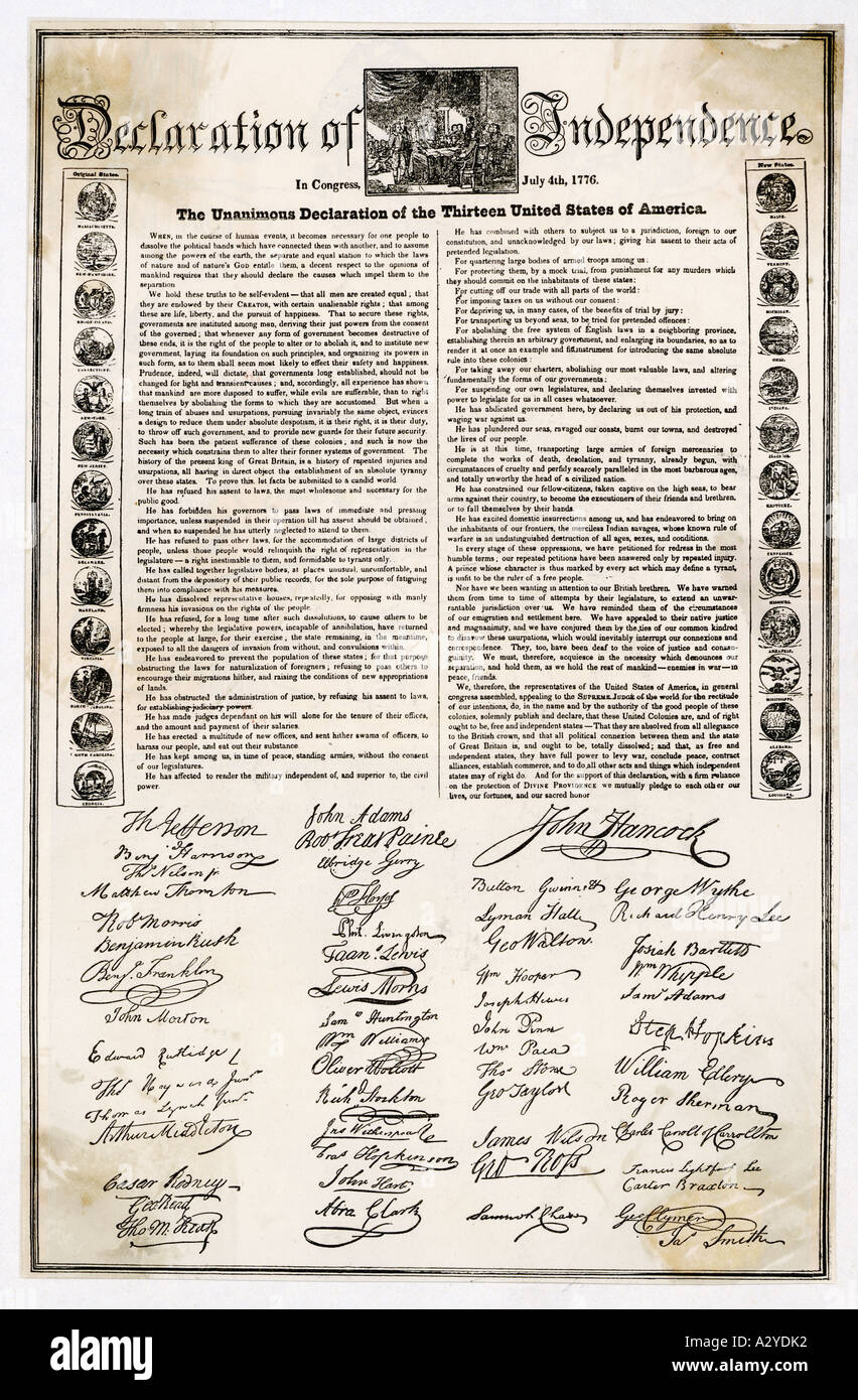 Signatures To The Declaration Of Independence High Resolution Stock ...