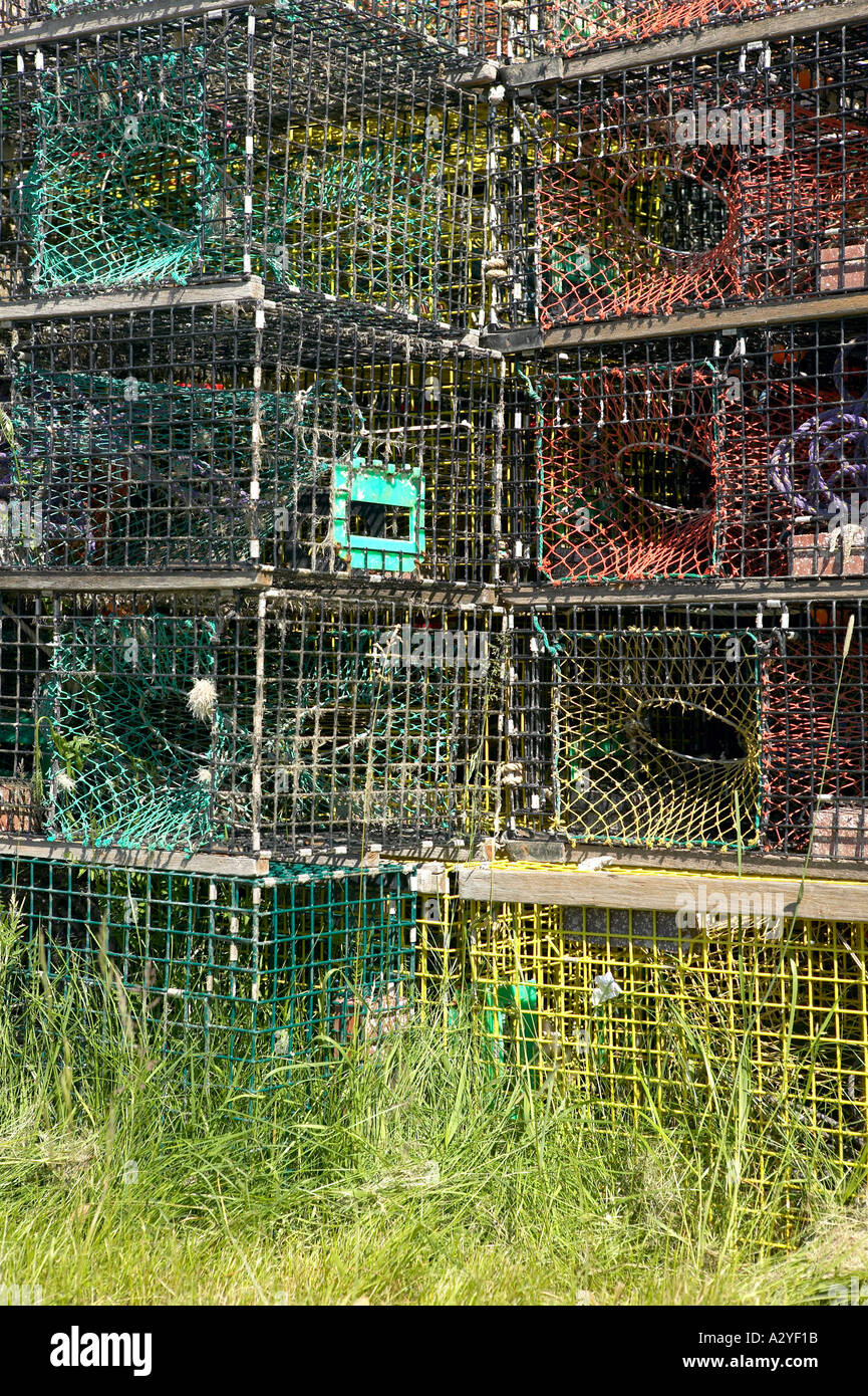 Maine lobster pots traps closeup Stock Photo - Alamy