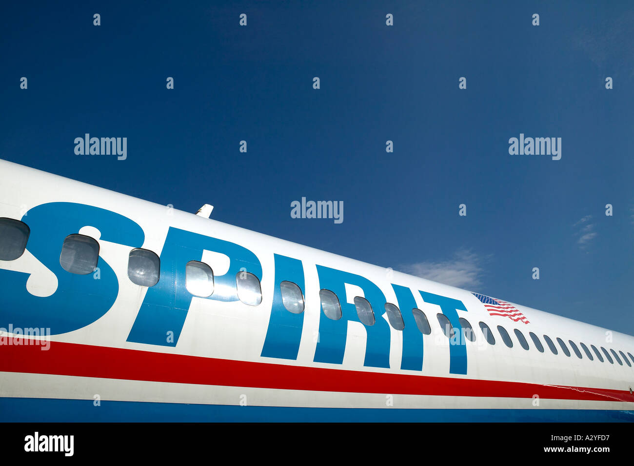 Spirit passenger airplane fuselage and windows Stock Photo - Alamy