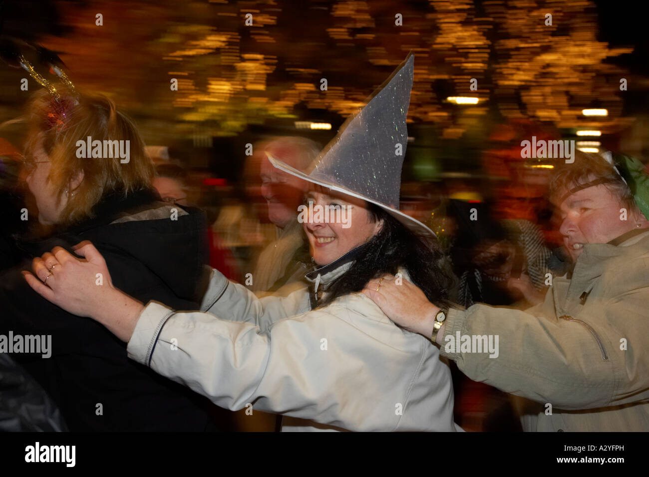 women in fancy dress costume enjoying the conga in guildhall square ...