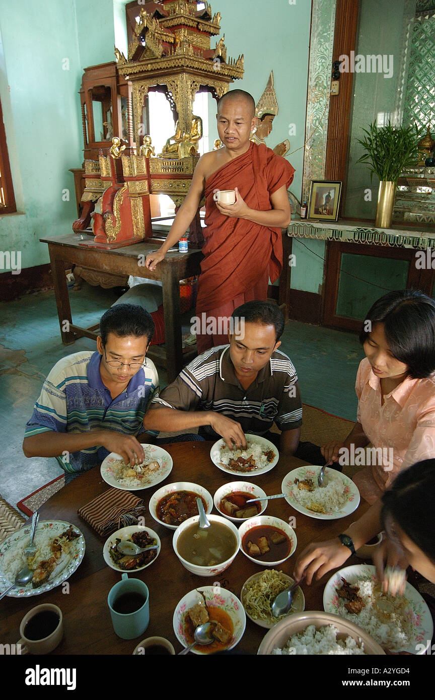 having dinner at ZeGone Monastery Meiktila central Burma Burma Myanmar ...