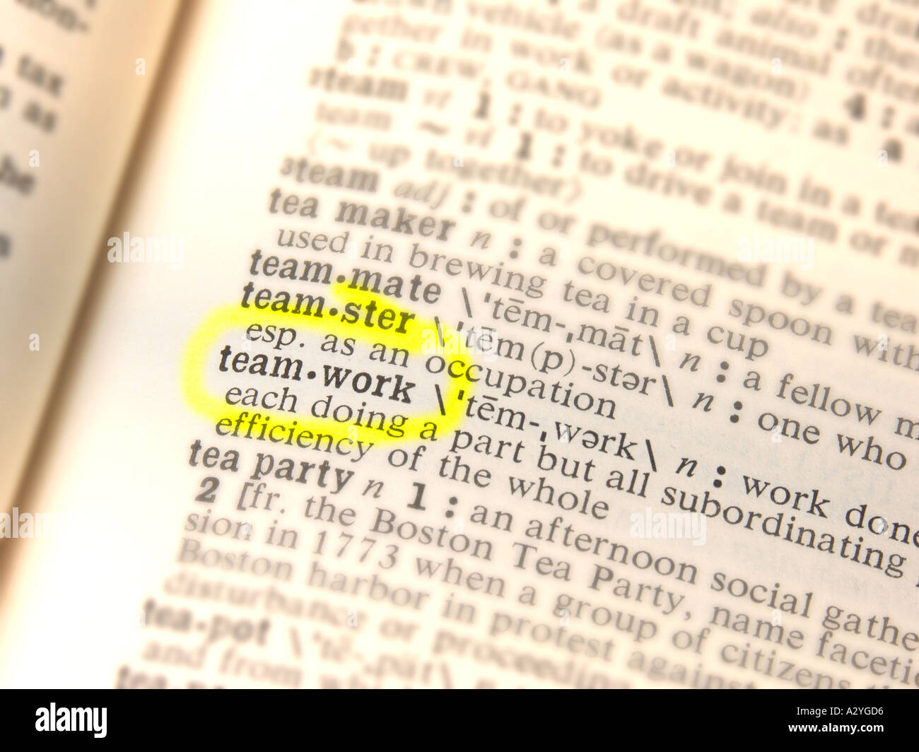 Teamwork dictionary definition hi-res stock photography and images - Alamy
