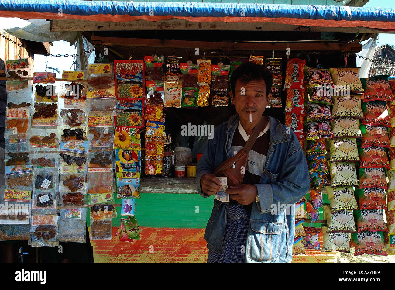 snack stall Burma Myanmar Stock Photo - Alamy