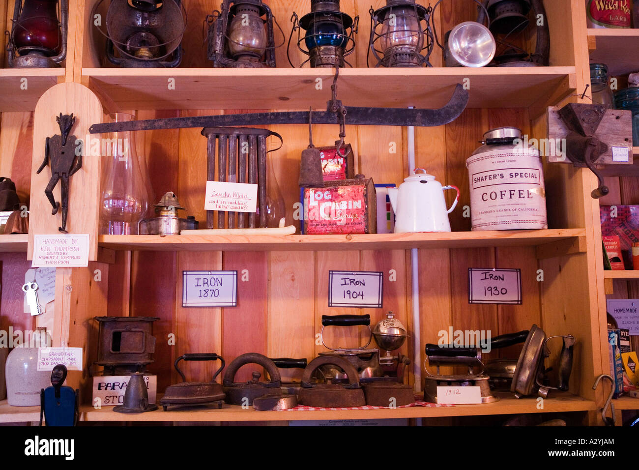 Image of a shelf in an oldtime general store Stock Photo - Alamy