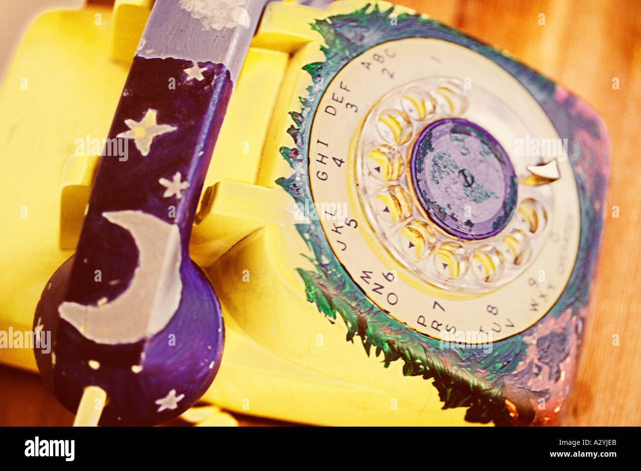 Painted rotary dial telephone Stock Photo - Alamy