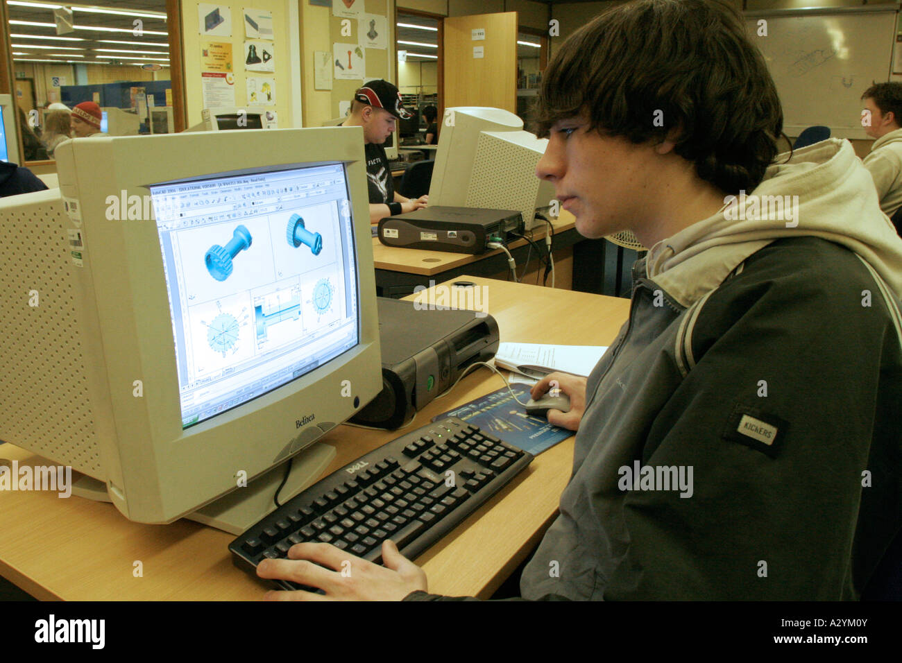 Teenage male Student using computer in sixth form college GB UK Stock ...