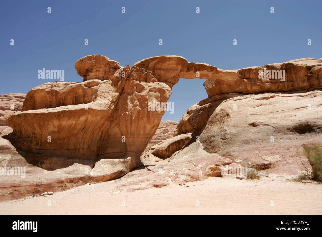 Rock Bridge, Wadi Rum desert, Jordan, Middle East Stock Photo - Alamy